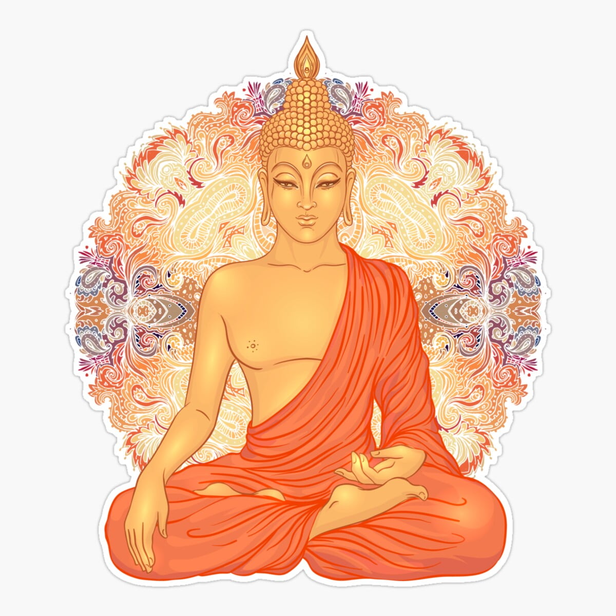 Stickly Golden Buddha + Mandala Sticker, Phone Decal Water Bottle ...