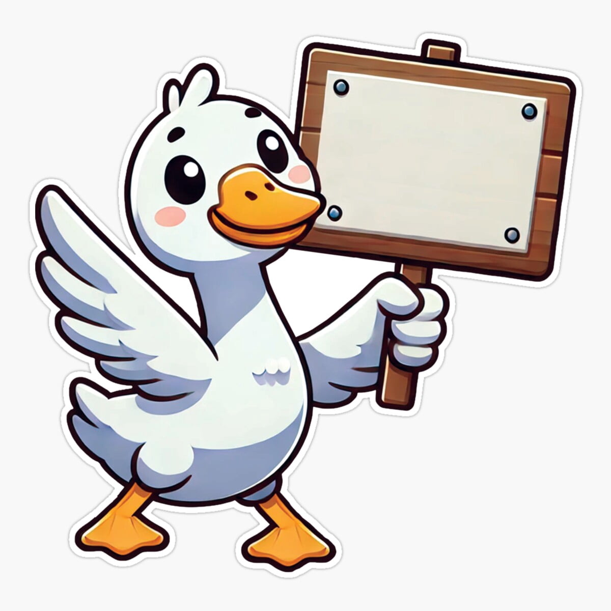 Stickly Goose Holding Sign - Customizable Dry-Erase Sticker Sticker ...