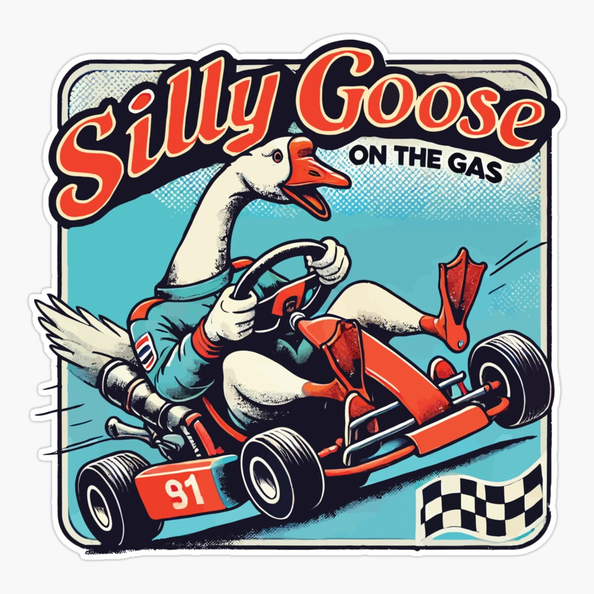 Stickly Goose In The Go-Kart On The Gas Sticker, Phone Decal Water ...