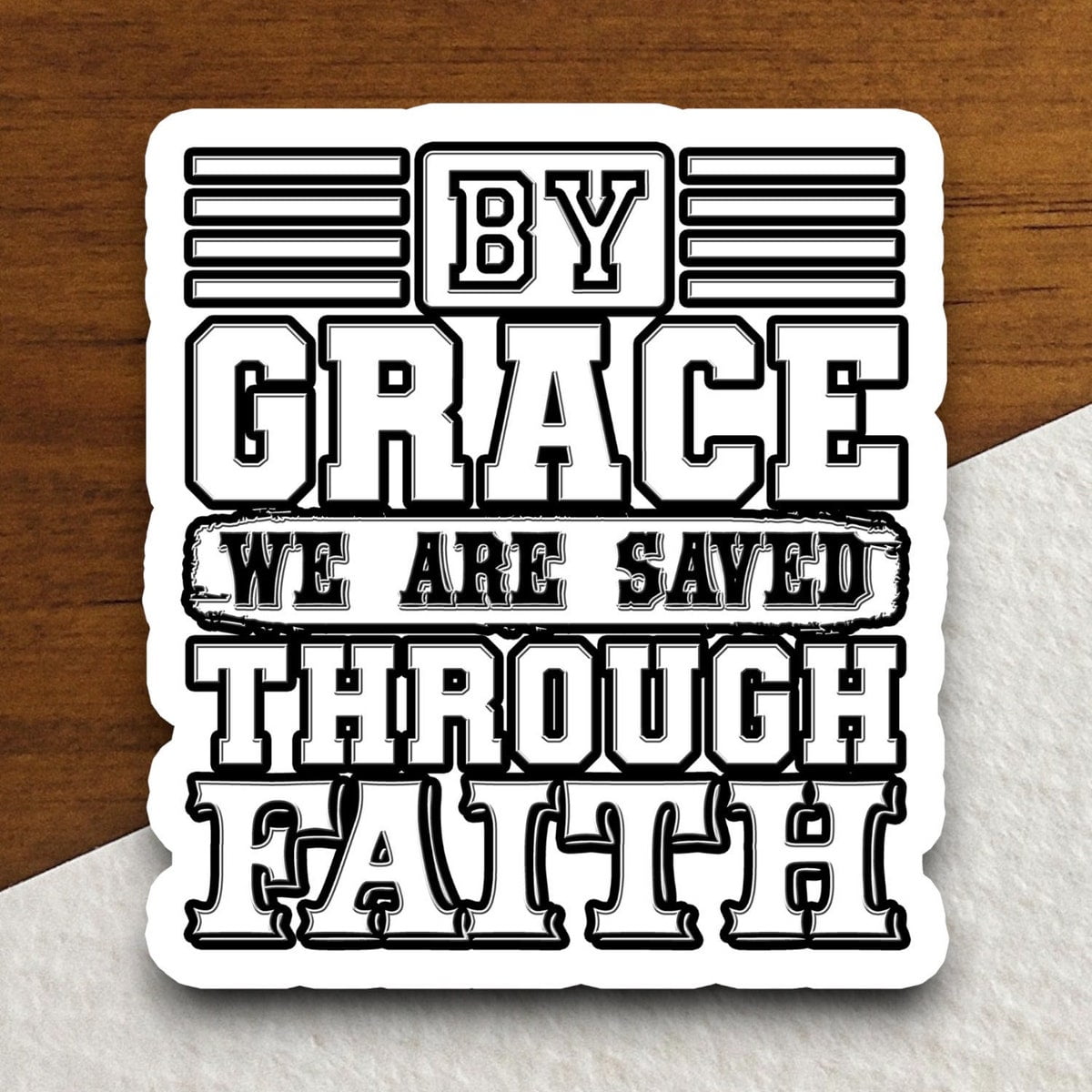 Stickly By Grace We Are Saved Through Faith Sticker, Religious Sticker ...