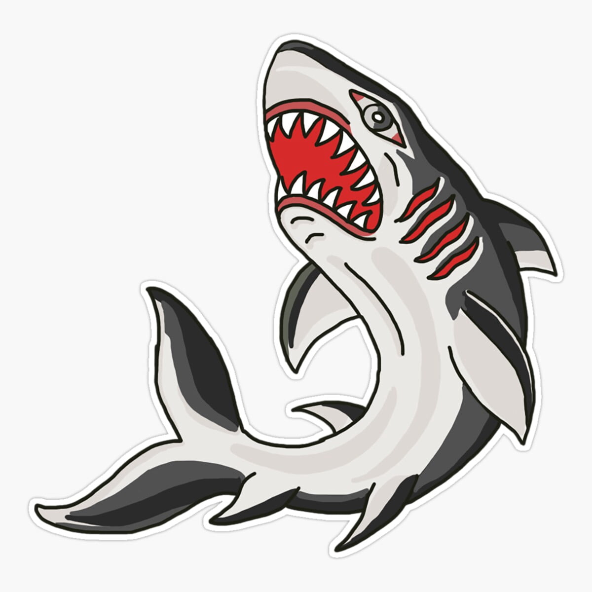 Stickly Great White Sticker, Phone Decal Water Bottle Stickers Car ...