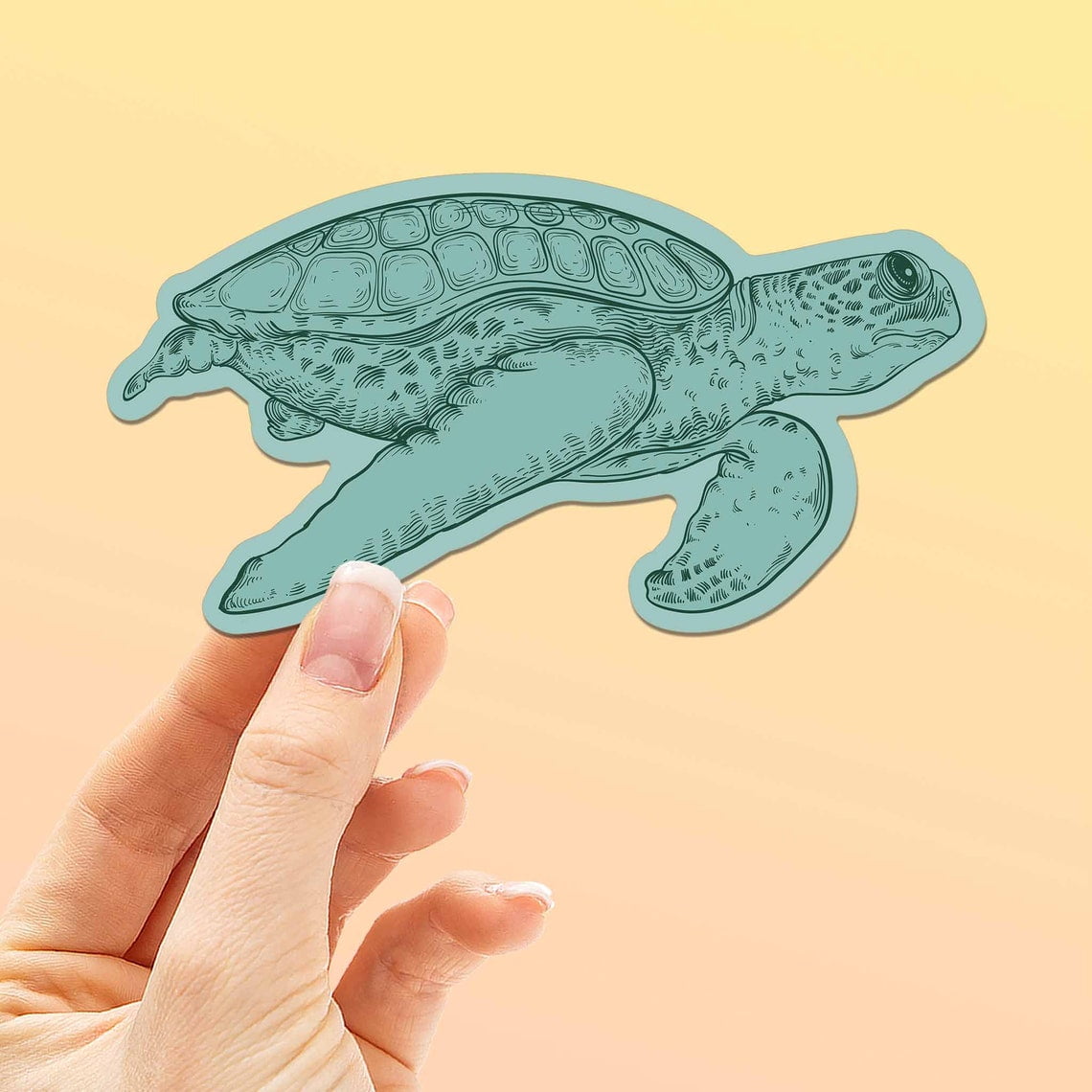 Stickly Green Sea Turtle Er For Hydroflask - Cute Beach Animal Decals ...