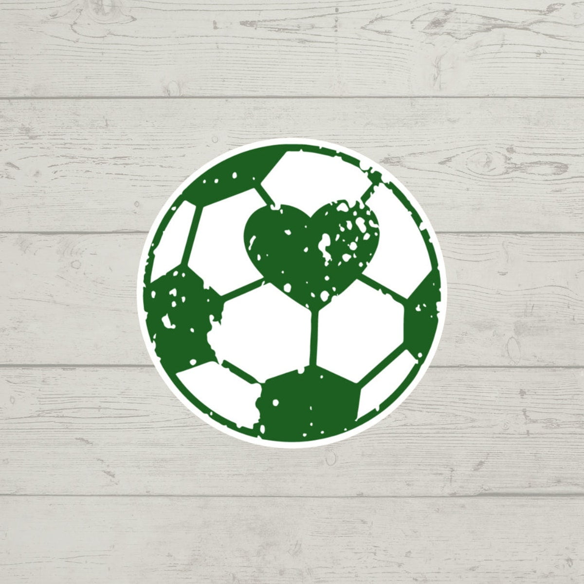 Stickly Grunge Soccer Ball With Heart Sticker Waterproof Glossy Vinyl ...