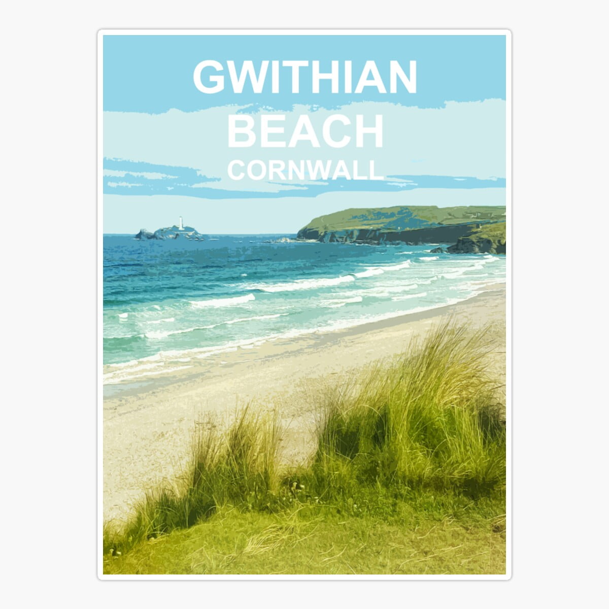 Stickly Gwithian Beach Cornwall Uk Coast Poster St Ives Sticker, Phone ...