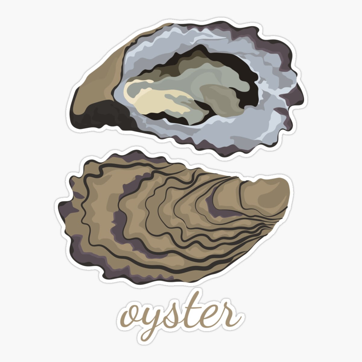 Stickly Halshell Oyster Sticker, Phone Decal Water Bottle Stickers Car ...