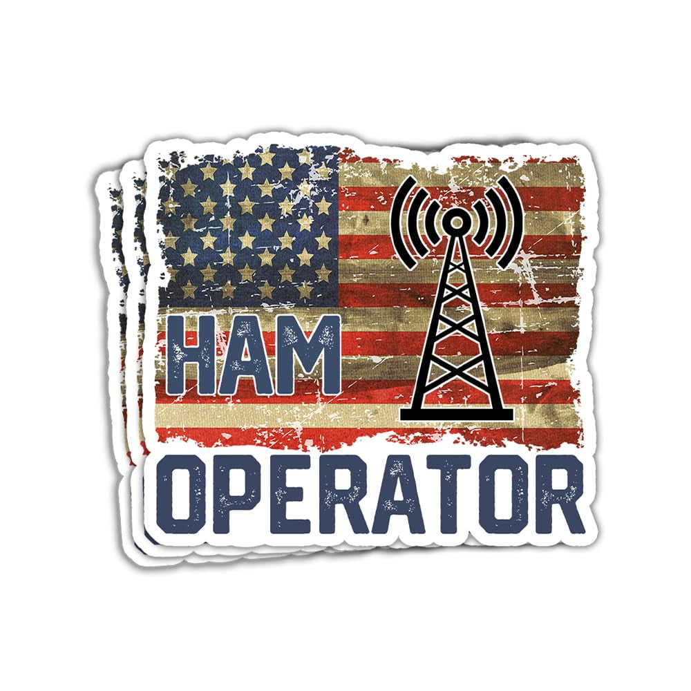 Stickly Ham Radio Amateur Patriotic USA Flag Radio Operator Sticker ...