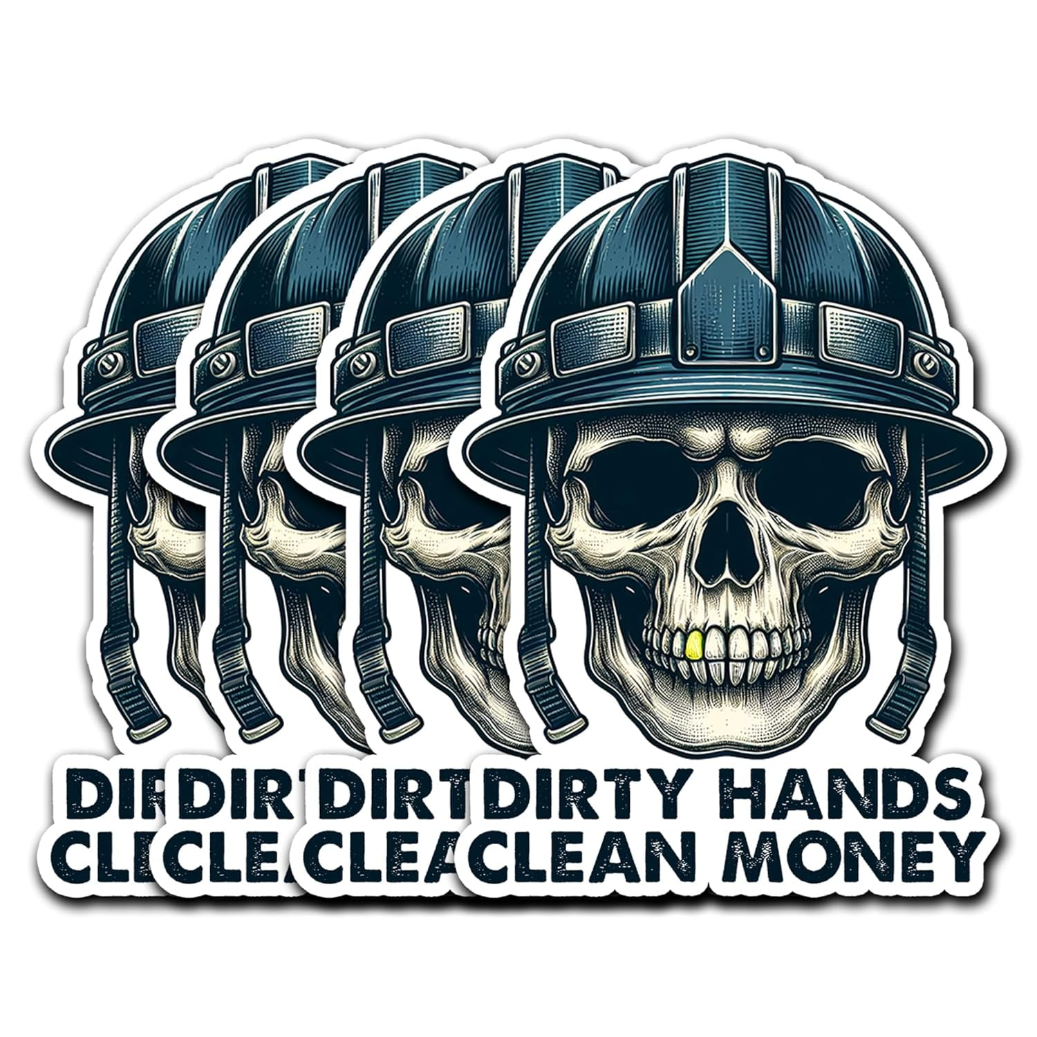 Stickly Hands Make Clean Money Sticker Funny Skull Blue Collar Vinyl ...