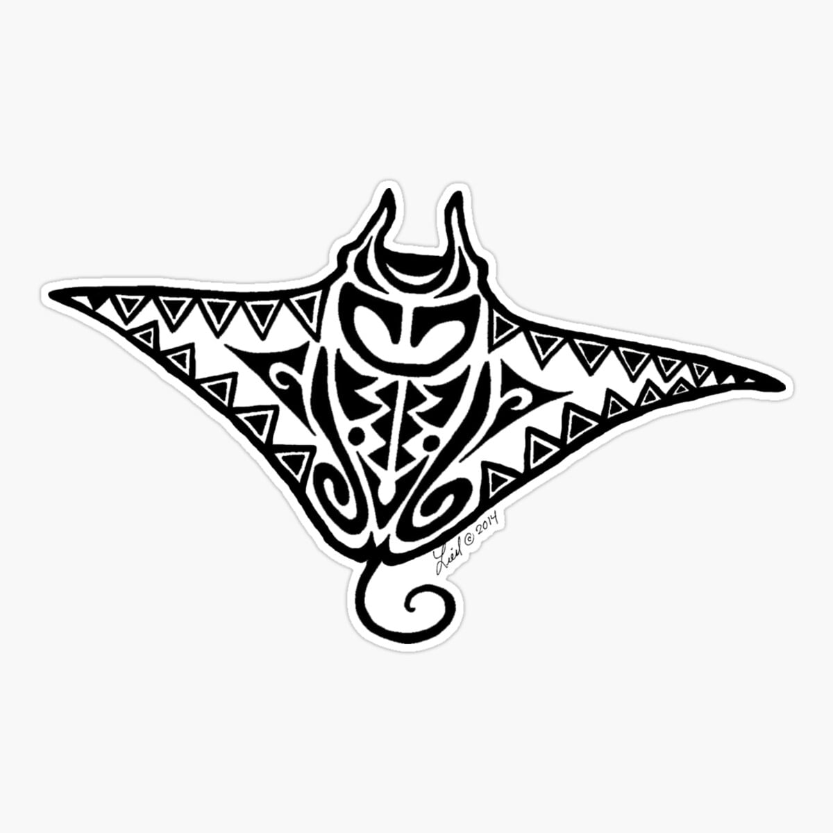 Stickly Hawaiian Manta Sticker, Phone Decal Water Bottle Stickers Car ...