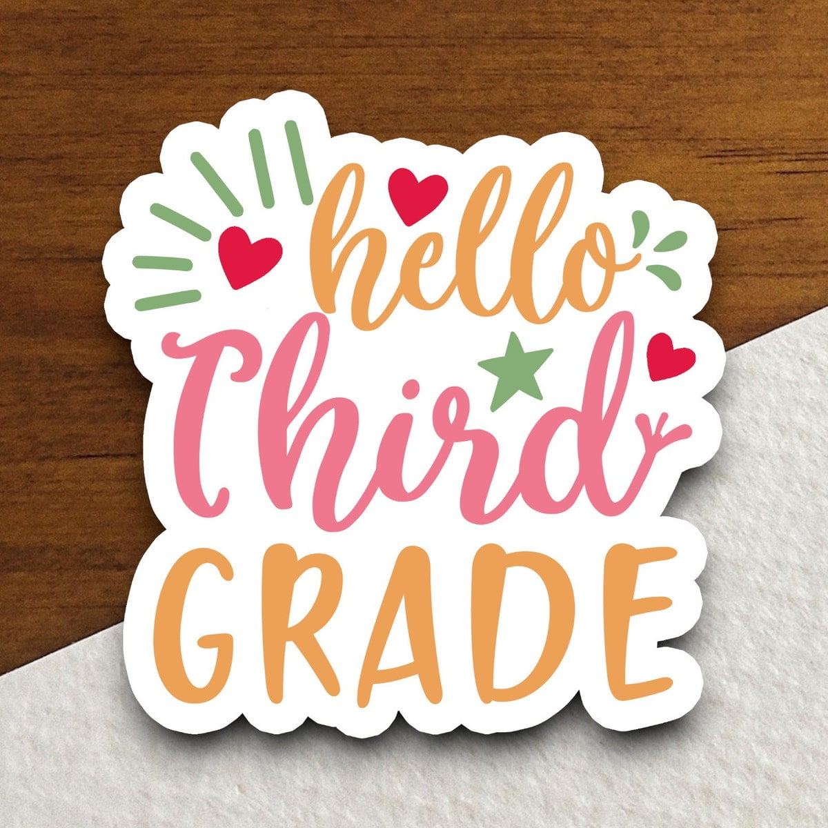 Stickly Hello Third Grade Sticker, Teacher Sticker, Education Sticker ...