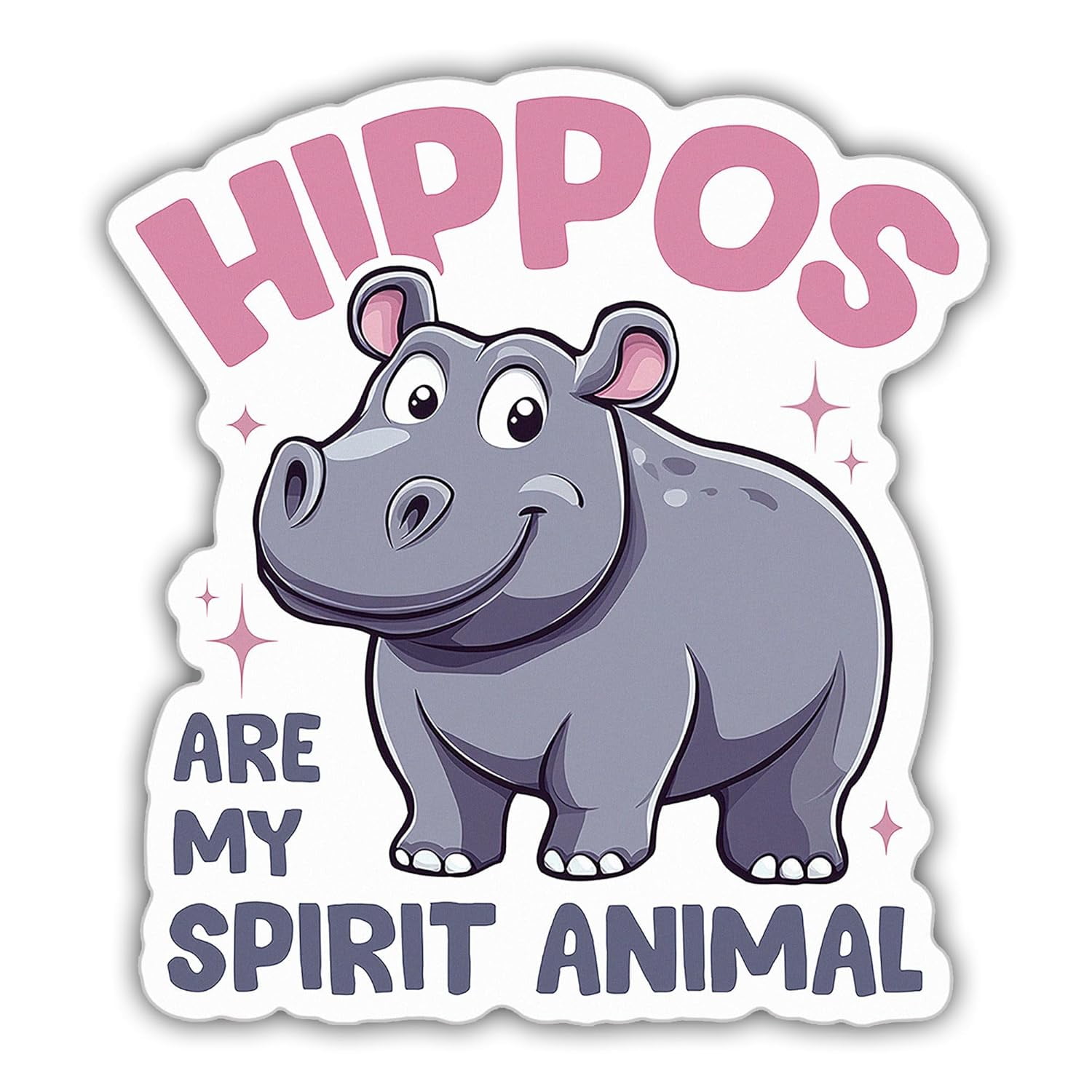 Stickly Hippopotamus Sticker Hippo Lover Decal Cute Animal Hippos are ...