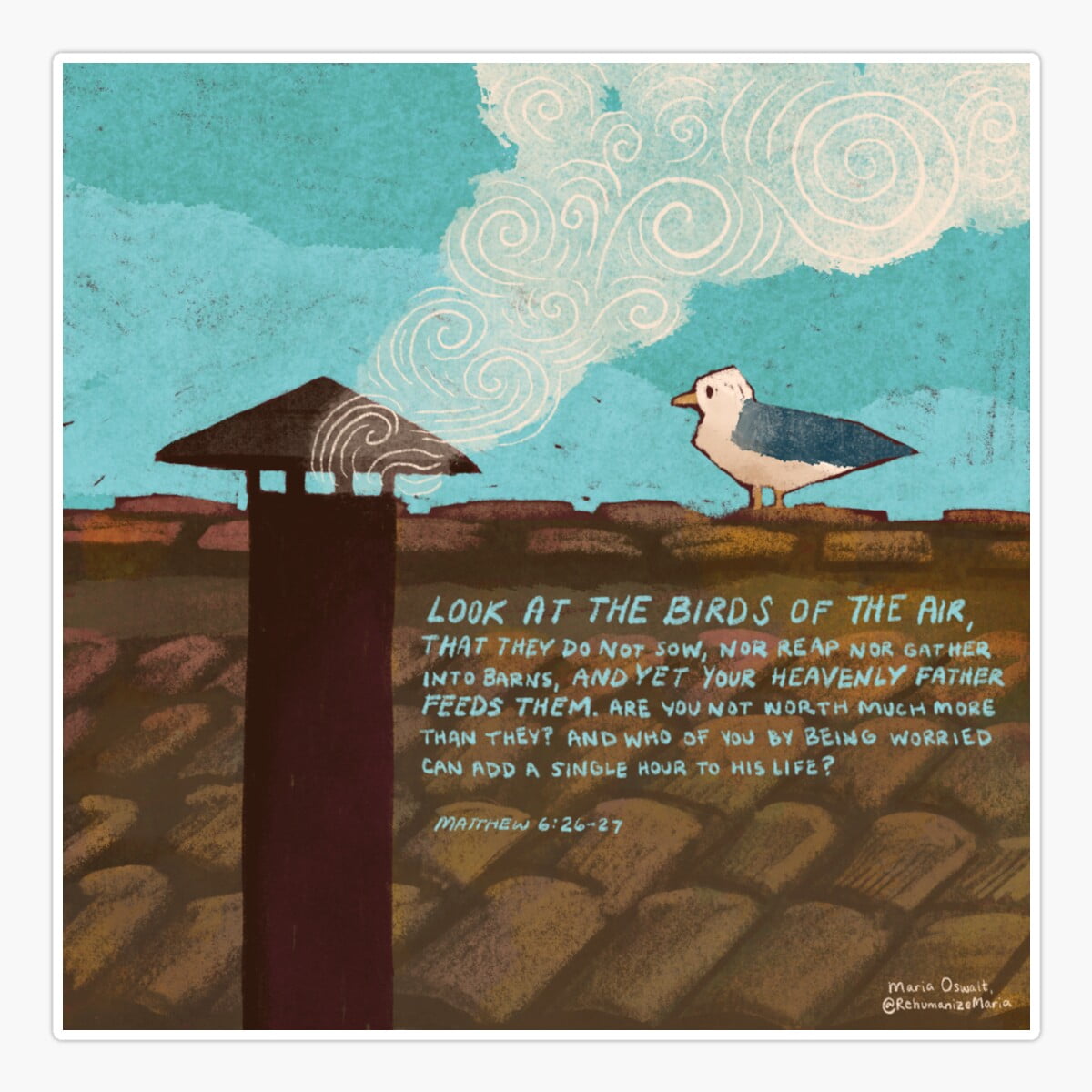 Stickly His Eye Is On The Seagull Sticker, Phone Decal Water Bottle ...