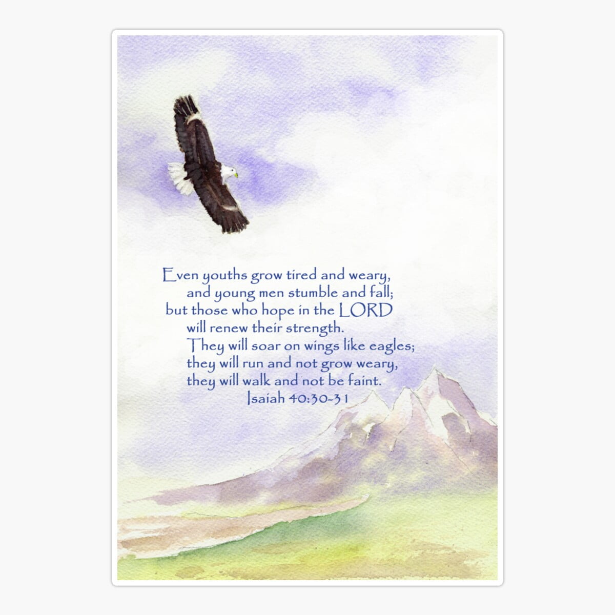 Stickly Hope & Strength, Isaiah 40:30-31 Sticker, Phone Decal Water ...