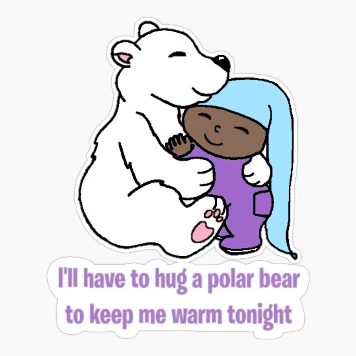 Stickly Hug A Polar Bear Sticker, Phone Decal Water Bottle Stickers Car ...