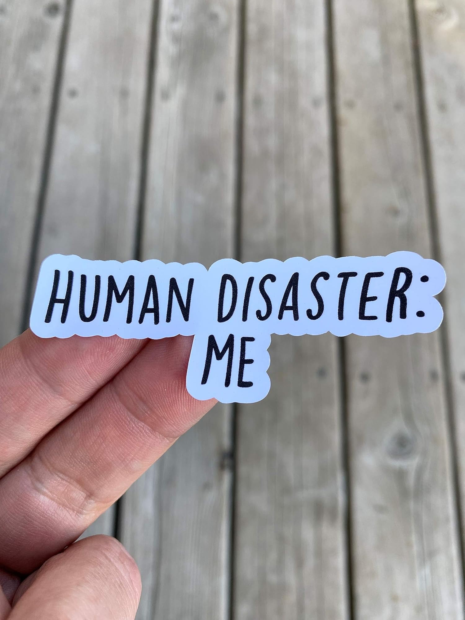 Stickly Human Disaster Me Sticker, Laptop Sticker, Water Bottle Sticker ...