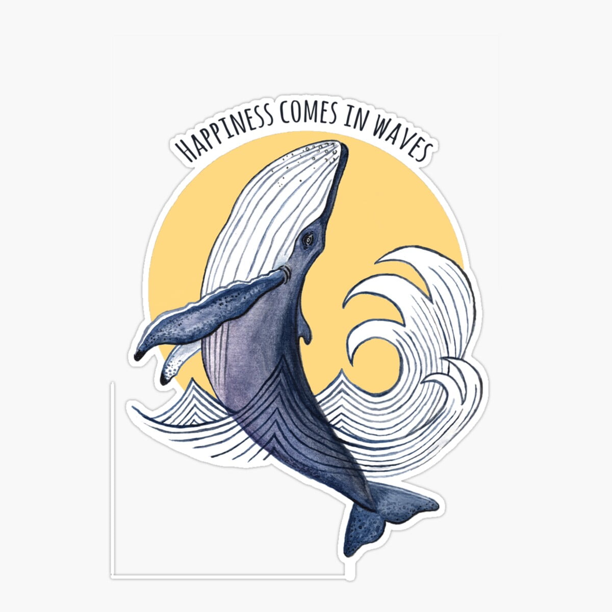 Stickly Humpback Whale- Happiness Comes In Waves Sticker, Phone Decal ...