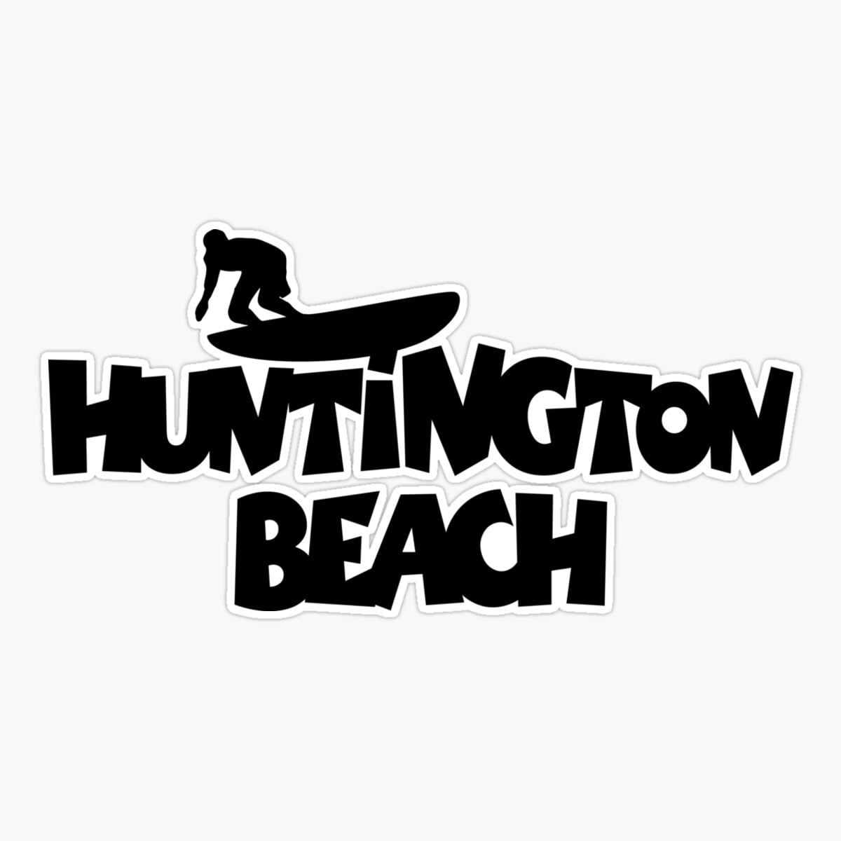 Stickly Huntington Beach Surfing Sticker, Phone Decal Water Bottle ...
