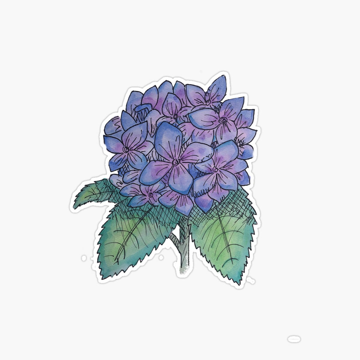 Stickly Hydrangea Watercolor Sticker, Phone Decal Water Bottle Stickers Car Decals, Funny ...