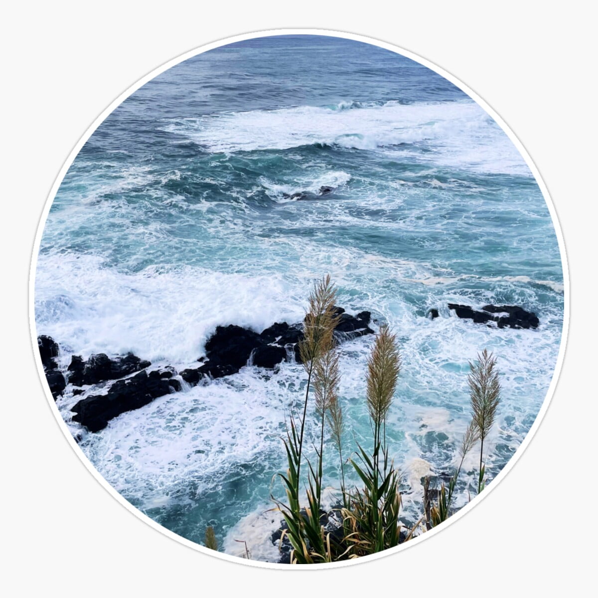 Stickly Hydro Ocean Blue Waves Sticker, Phone Decal Water Bottle ...