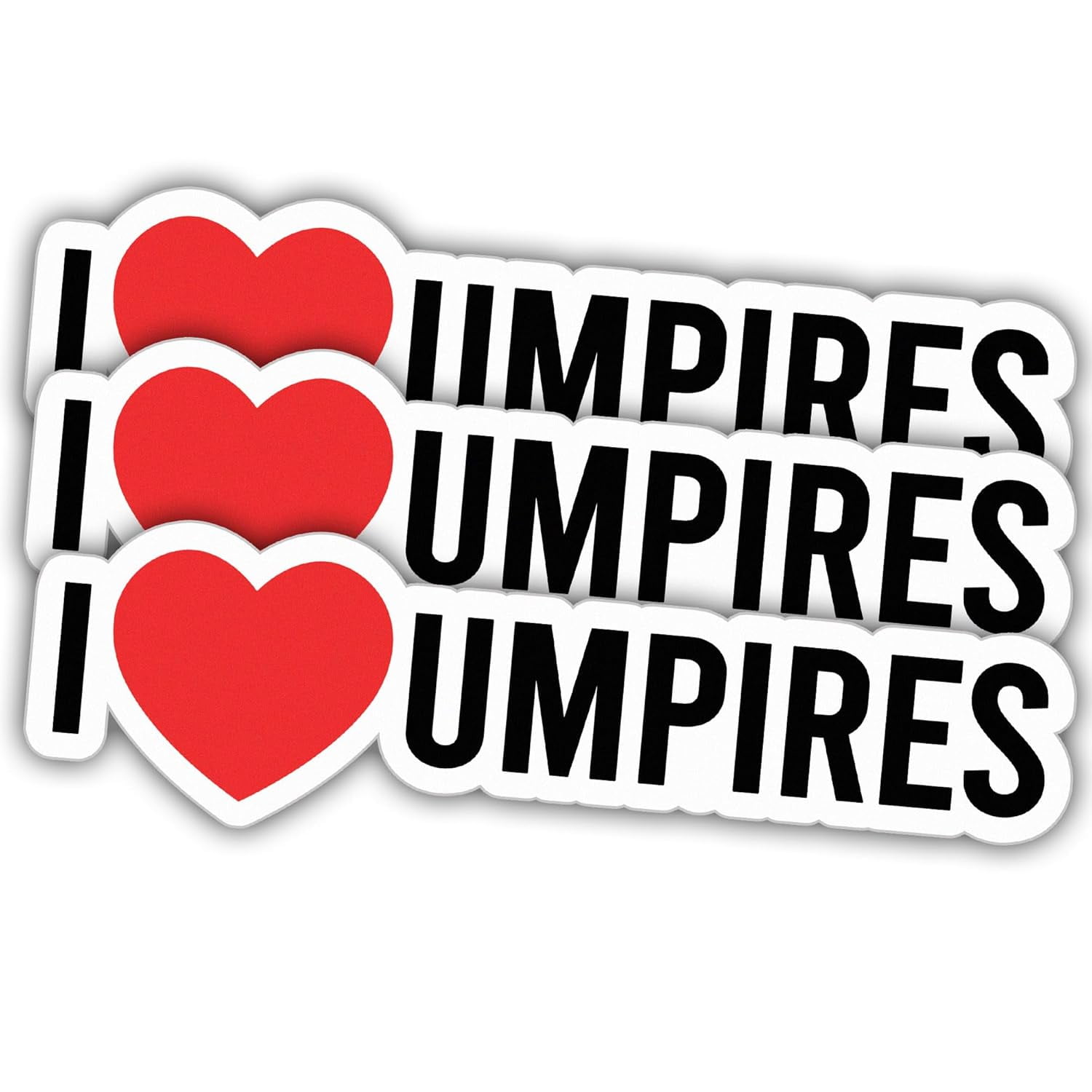 Stickly I Love Umpires Black Vinyl Stickers, Weather-Resistant Sticker ...