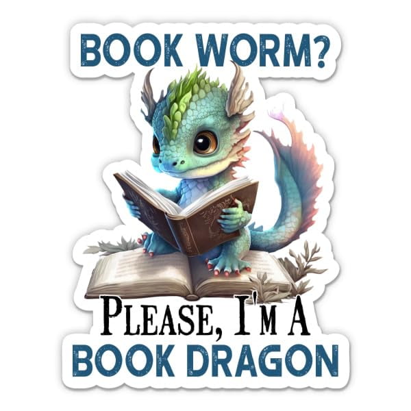 Stickly I'm a Book Dragon Sticker Laptop Sticker Vinyl for Car, Phone ...