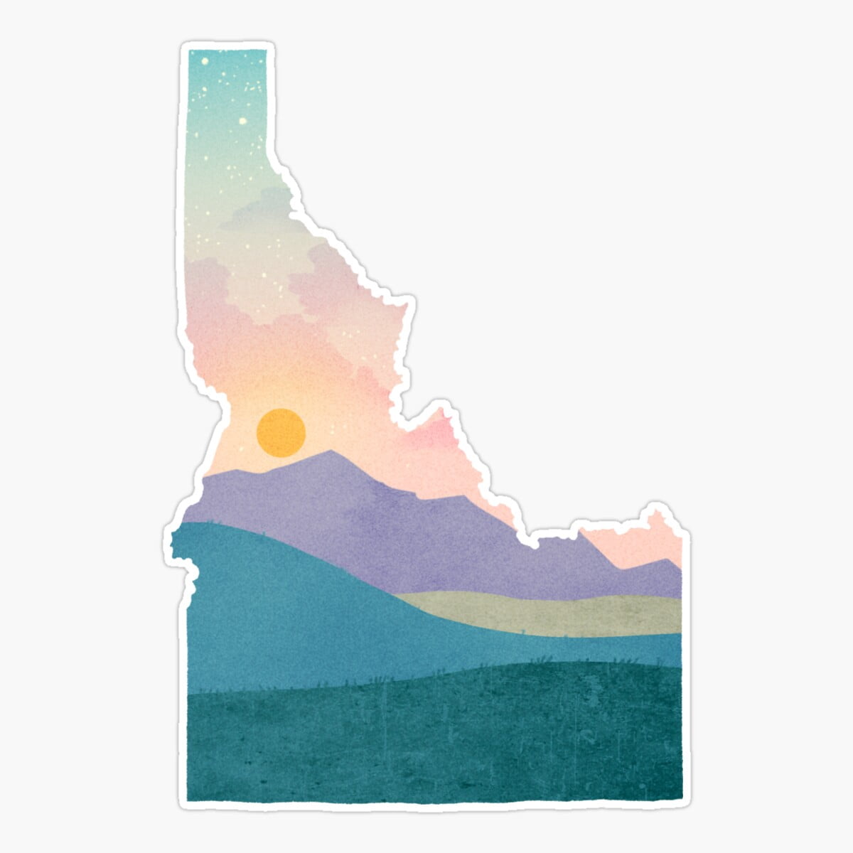 Stickly Idaho Sunset Sticker, Phone Decal Water Bottle Stickers Car ...