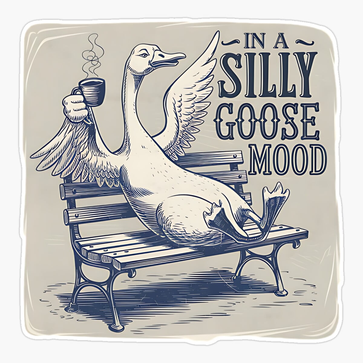 Stickly In A Silly Goose Mood - Humorous Goose Sticker, Phone Decal ...