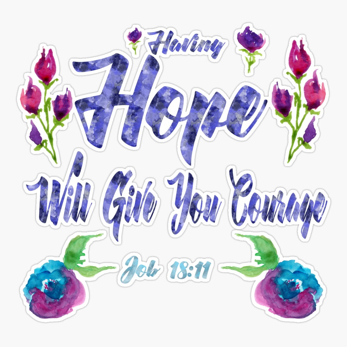 Stickly Inspirational Watercolor Bible Verse Job 18:11 Sticker, Phone ...