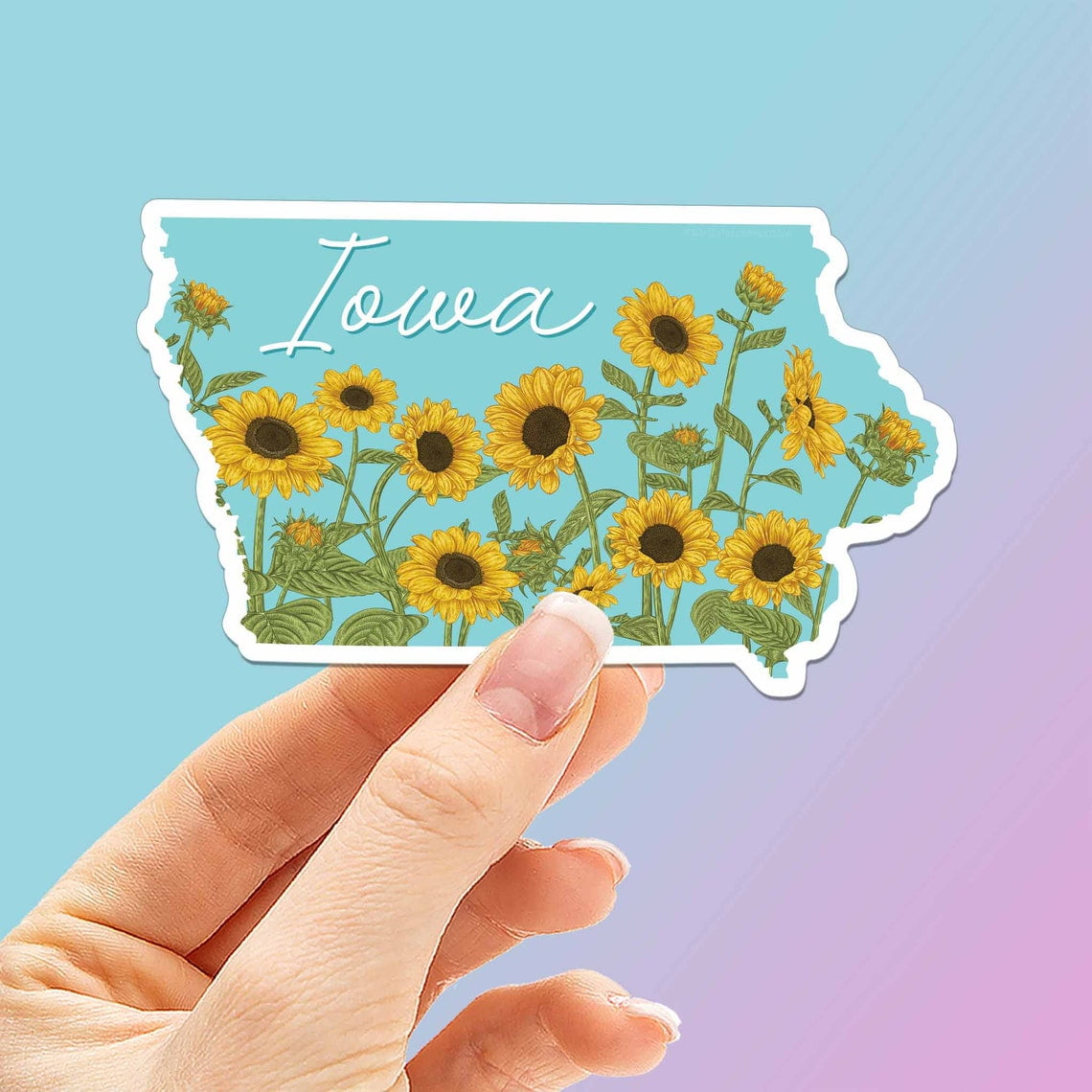 Stickly Iowa Sunflower Bumper Er, Cute Flower Farm Decal For Hydroflask ...