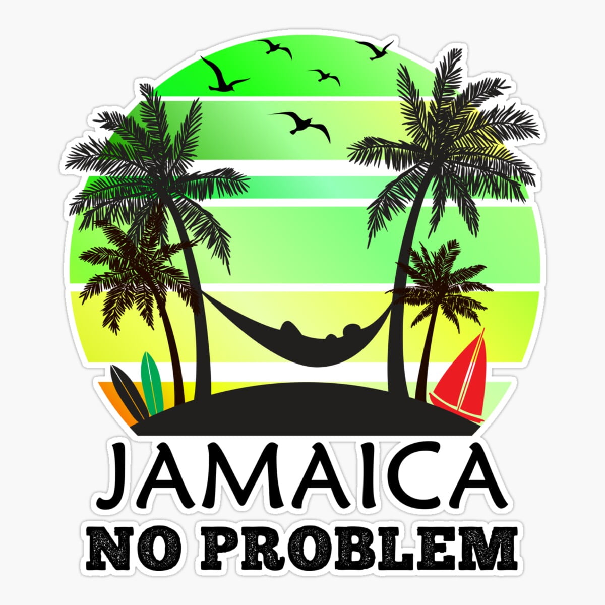 Stickly Jamaica No Problem Sticker, Phone Decal Water Bottle Stickers ...