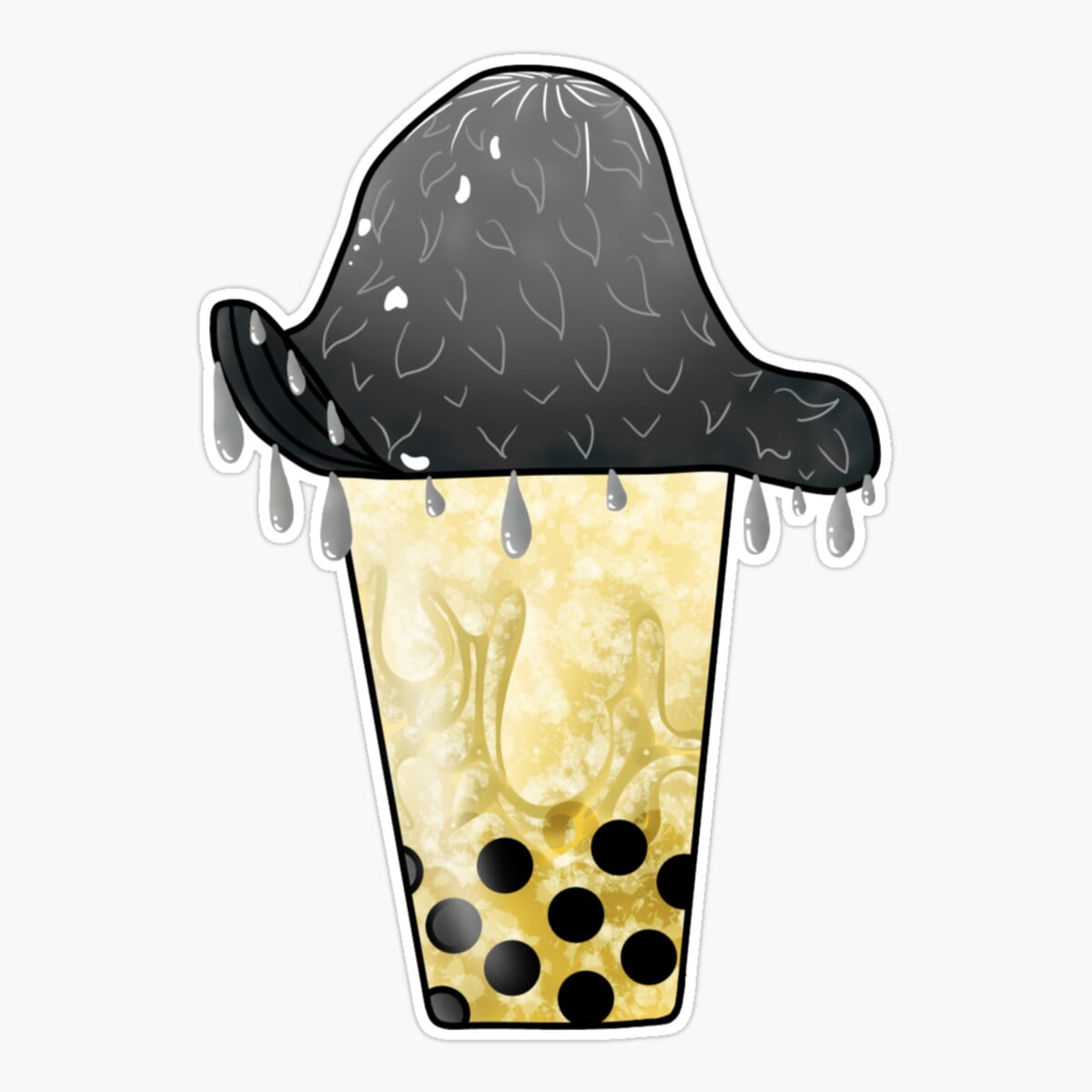 Stickly Jasmine Milk Tea Ink Cap Mushroom Boba Drink Sticker, Phone ...