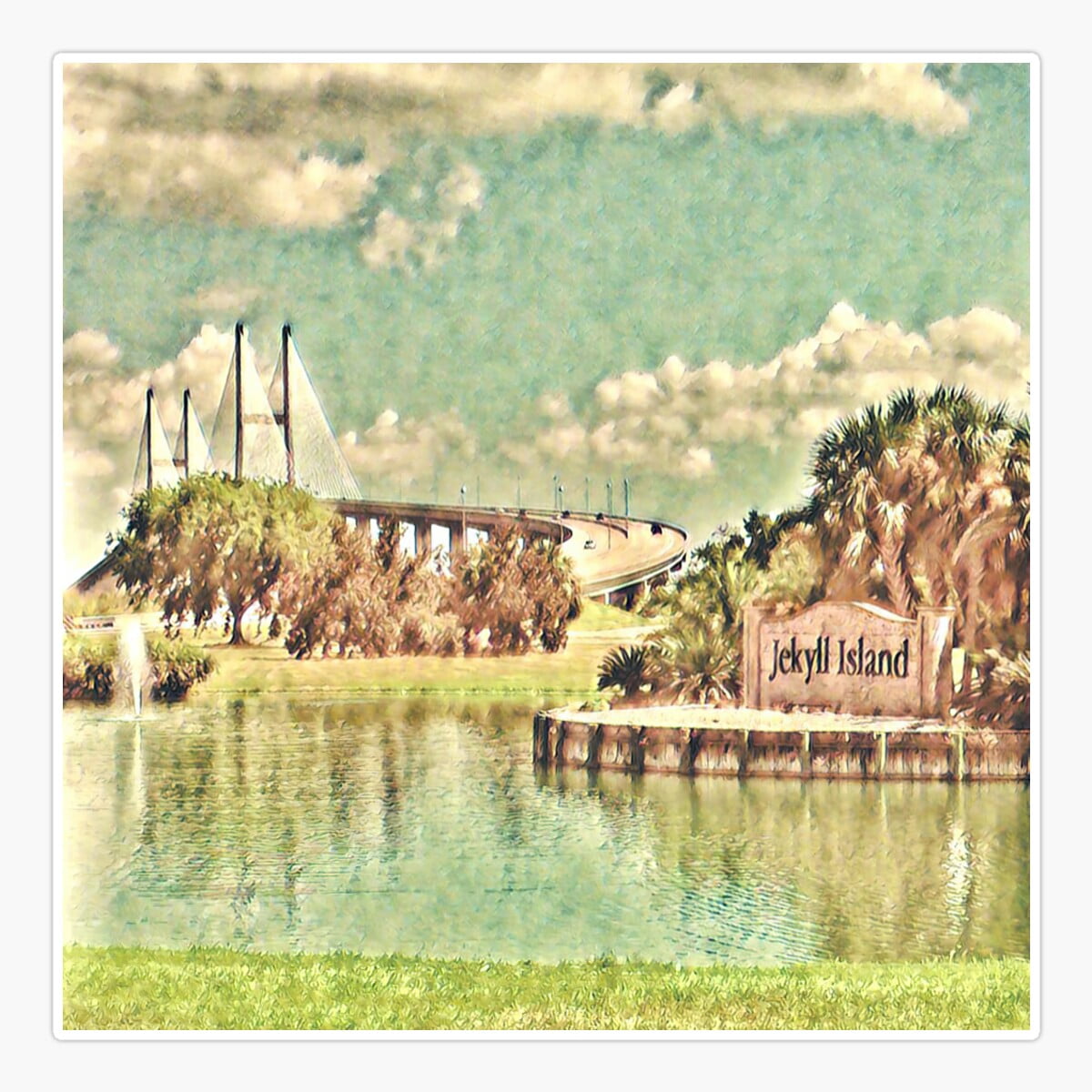 Stickly Jekyll Island Welcome Sticker, Phone Decal Water Bottle ...