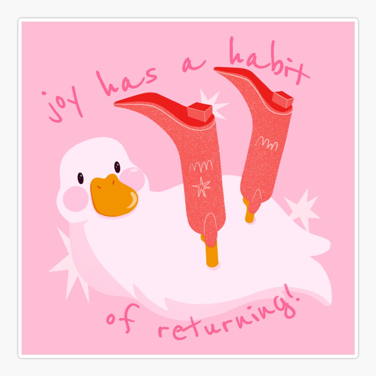 Stickly Joy Has A Way Of Returning - Hopecore Cowboy Duck Art Sticker ...
