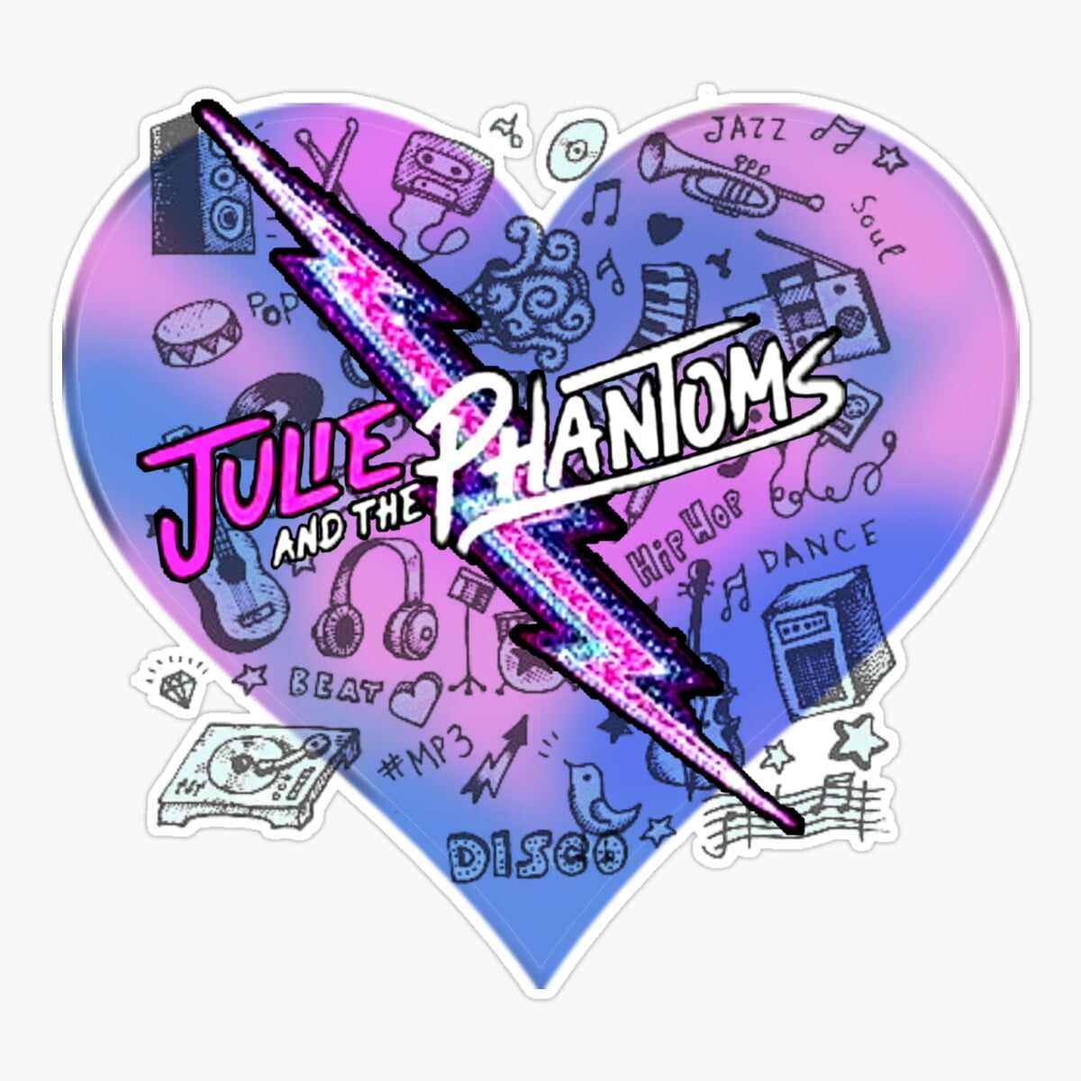Stickly Julie And The Phantoms Luke Heart Sticker, Phone Decal Water ...