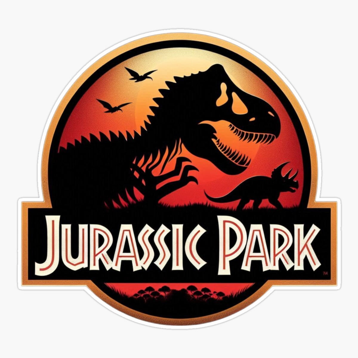 Stickly Jurassic Park Jurassic Sunset Sticker, Phone Decal Water Bottle Stickers Car Decals ...