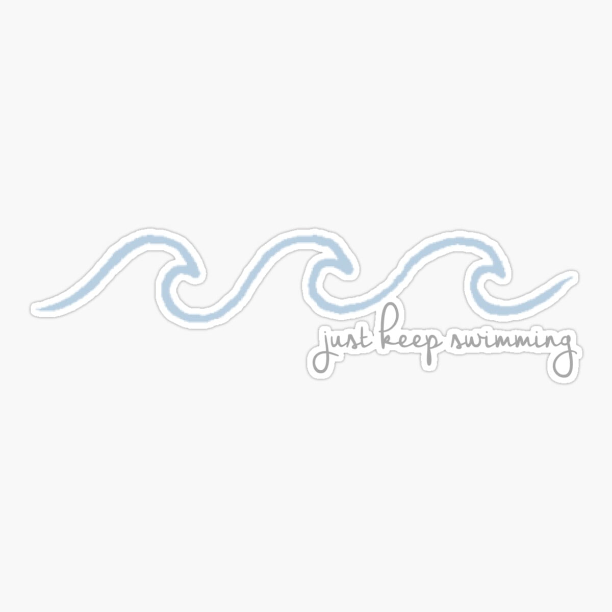 Stickly Just Keep Swimming Wave In Cursive Sticker, Phone Decal Water ...