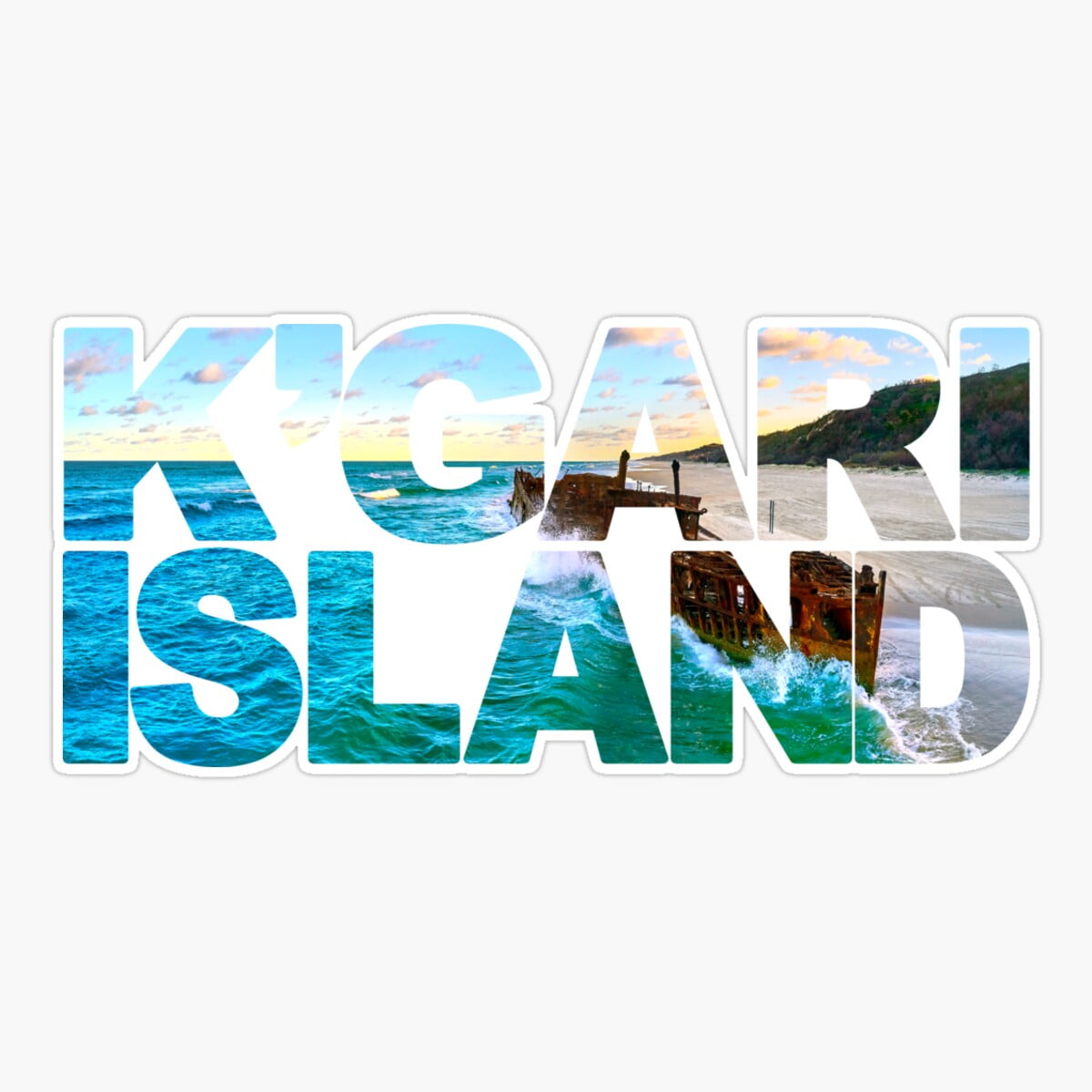 Stickly K'Gari Island - Queensland Australia Maheno Sticker, Phone ...