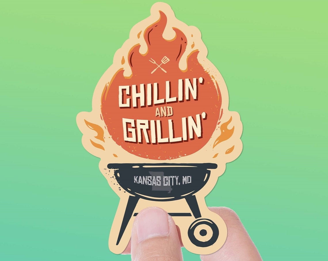 Stickly Kansas City Bbq Bumper Er For Car, Grillin' & Chillin' Kansas ...