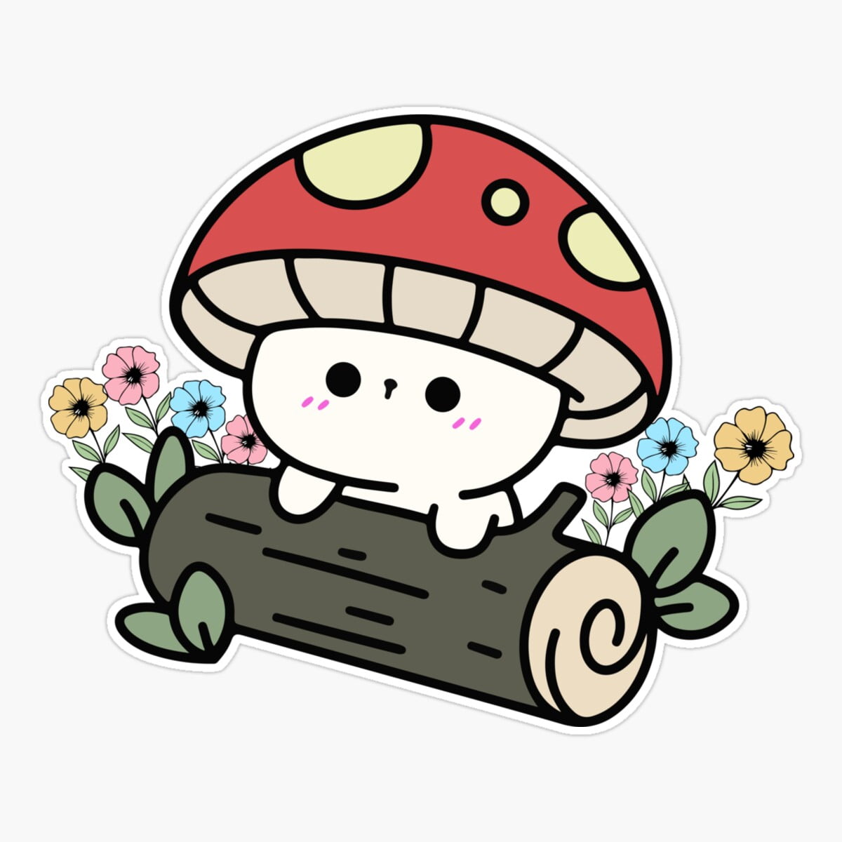 Stickly Kawaii Cute Mushroom Sticker, Phone Decal Water Bottle Stickers ...