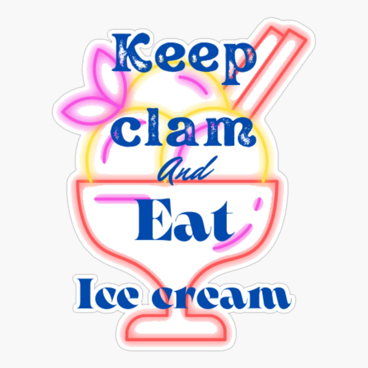 Stickly Keep Clam And Eat Ice Cream Sticker, Phone Decal Water Bottle ...