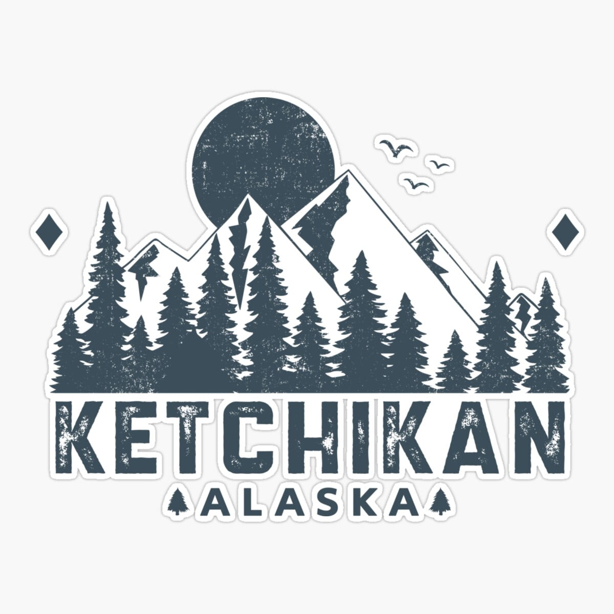 Stickly Ketchikan Alaska Mountain View Sticker, Phone Decal Water ...