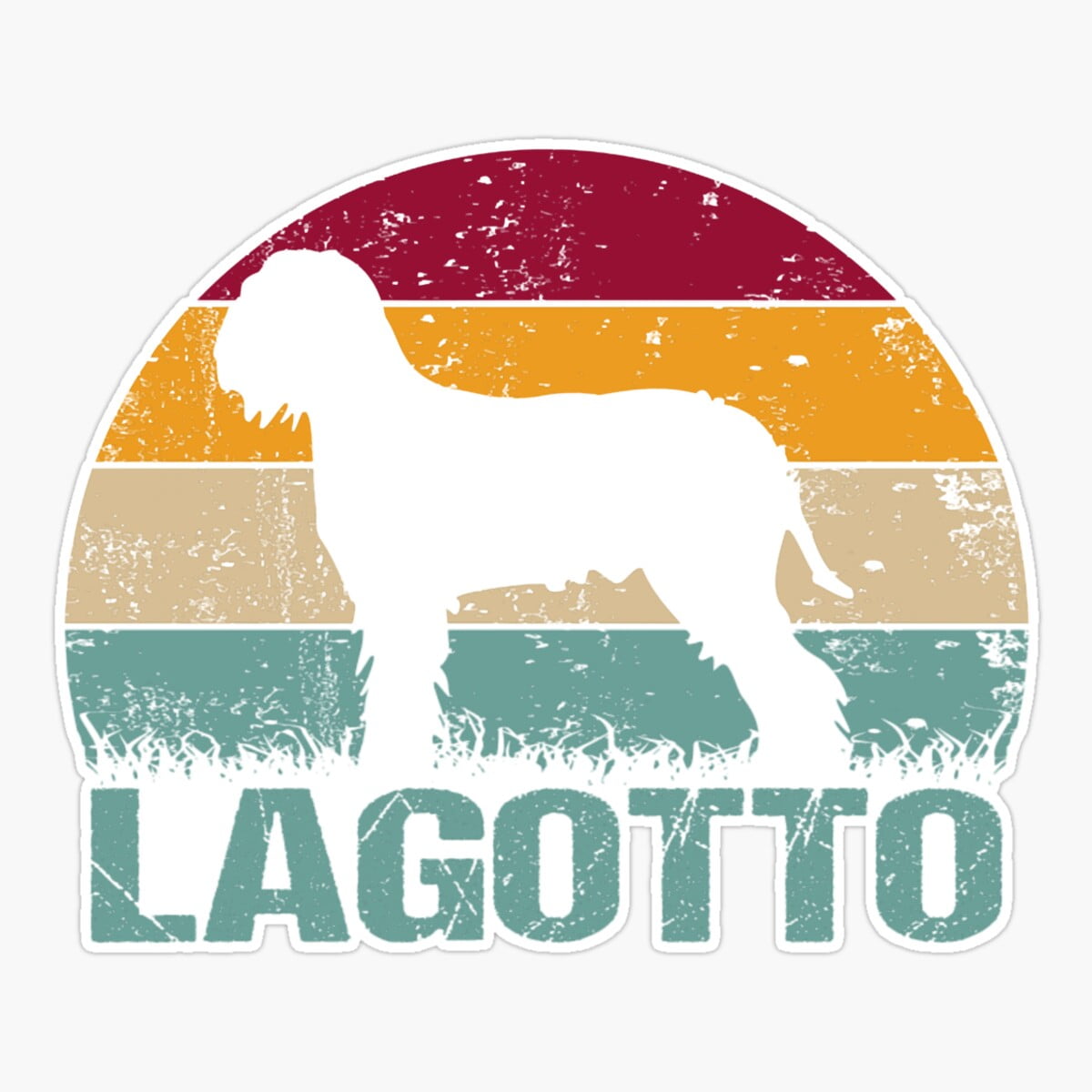 Stickly Lagotto Romagnolo Vintage Retro Sunset Sticker, Phone Decal ...
