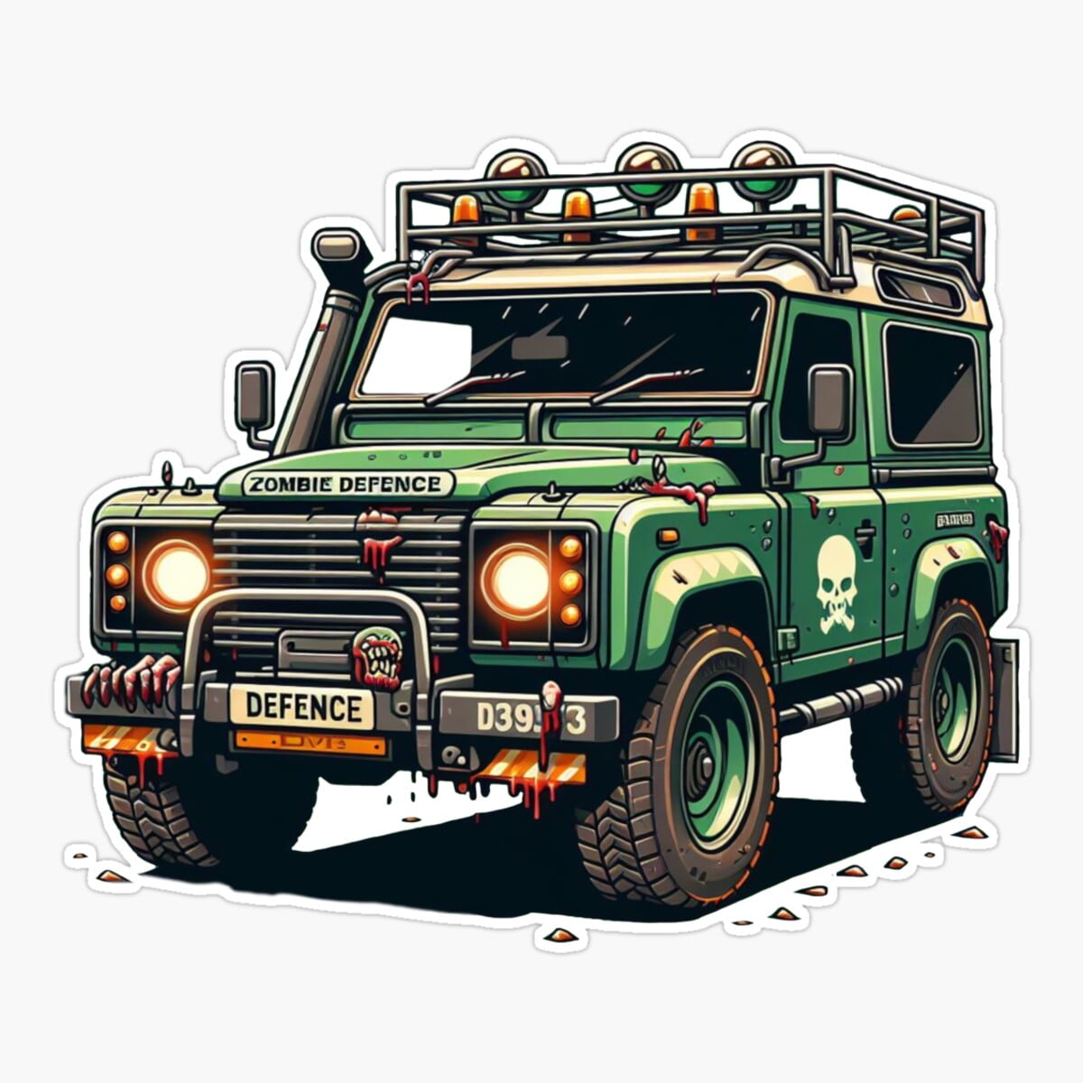 Stickly Land Rover Zombie Fighter Sticker, Phone Decal Water Bottle ...