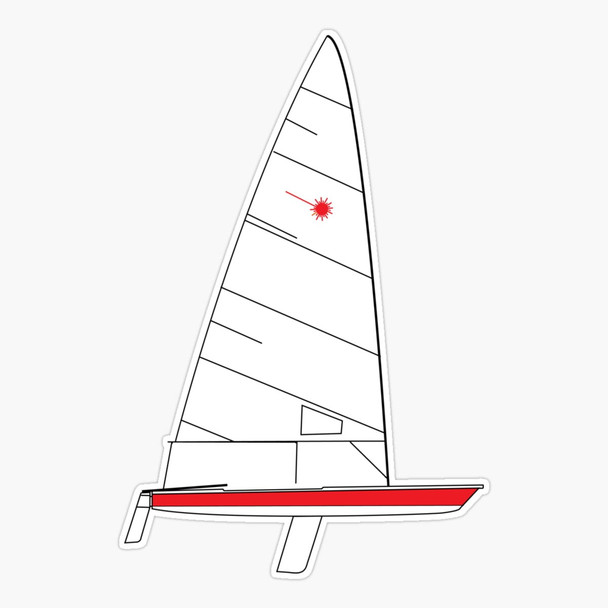 Stickly Laser Sailboat - Red Sticker, Phone Decal Water Bottle Stickers ...