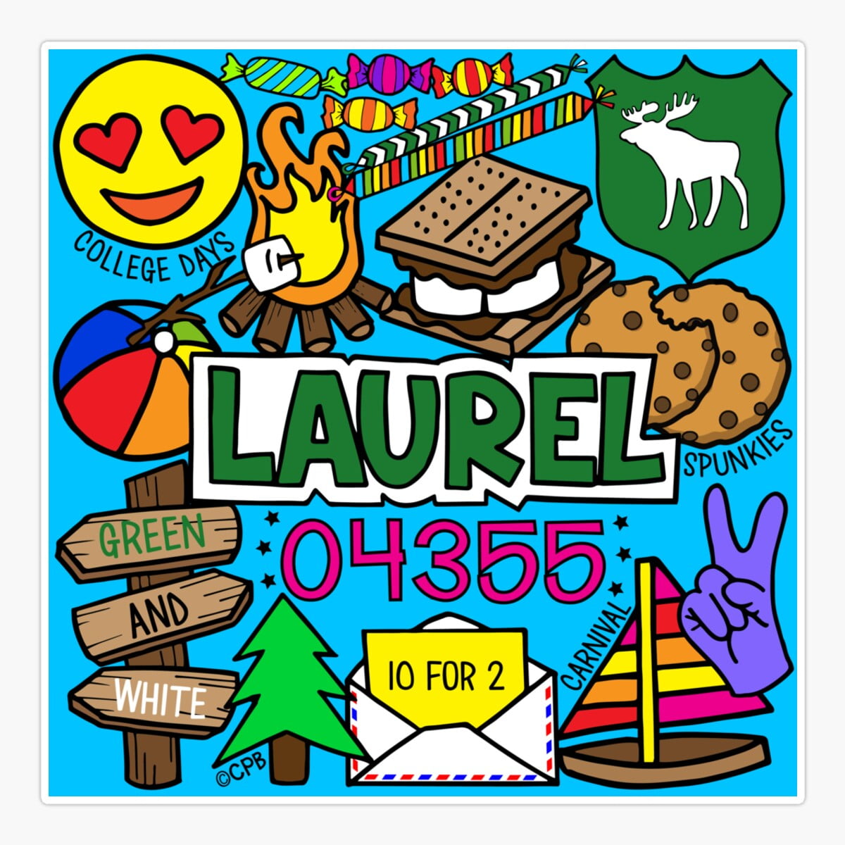 Stickly Laurel Sticker, Phone Decal Water Bottle Stickers Car Decals ...