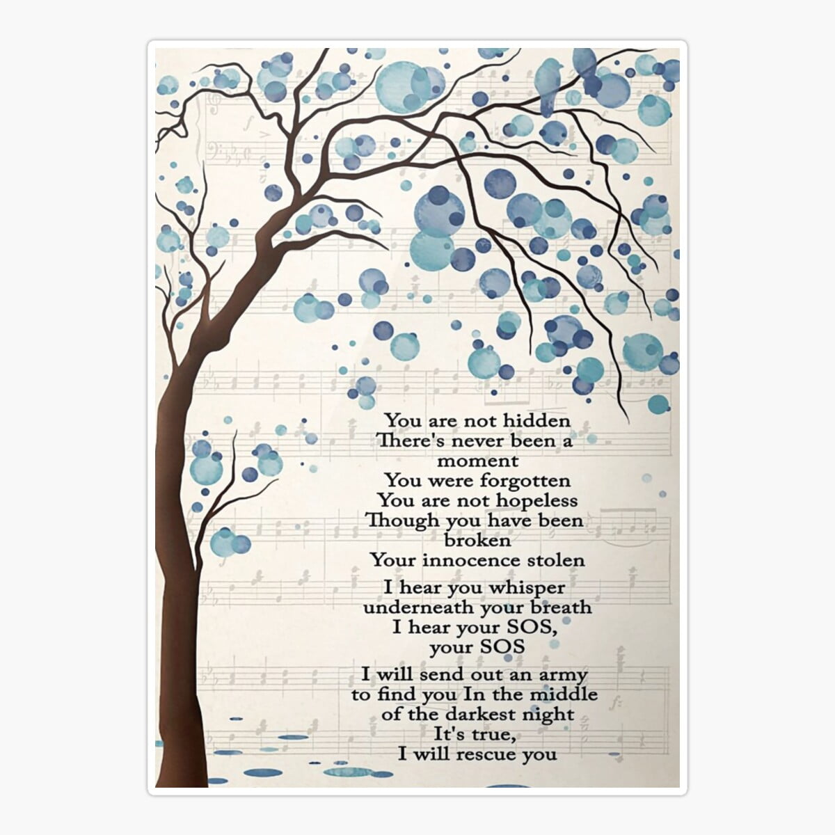 Stickly Lauren Daigle Rescue Lyrics You Are Not Hidden Poster Sticker ...