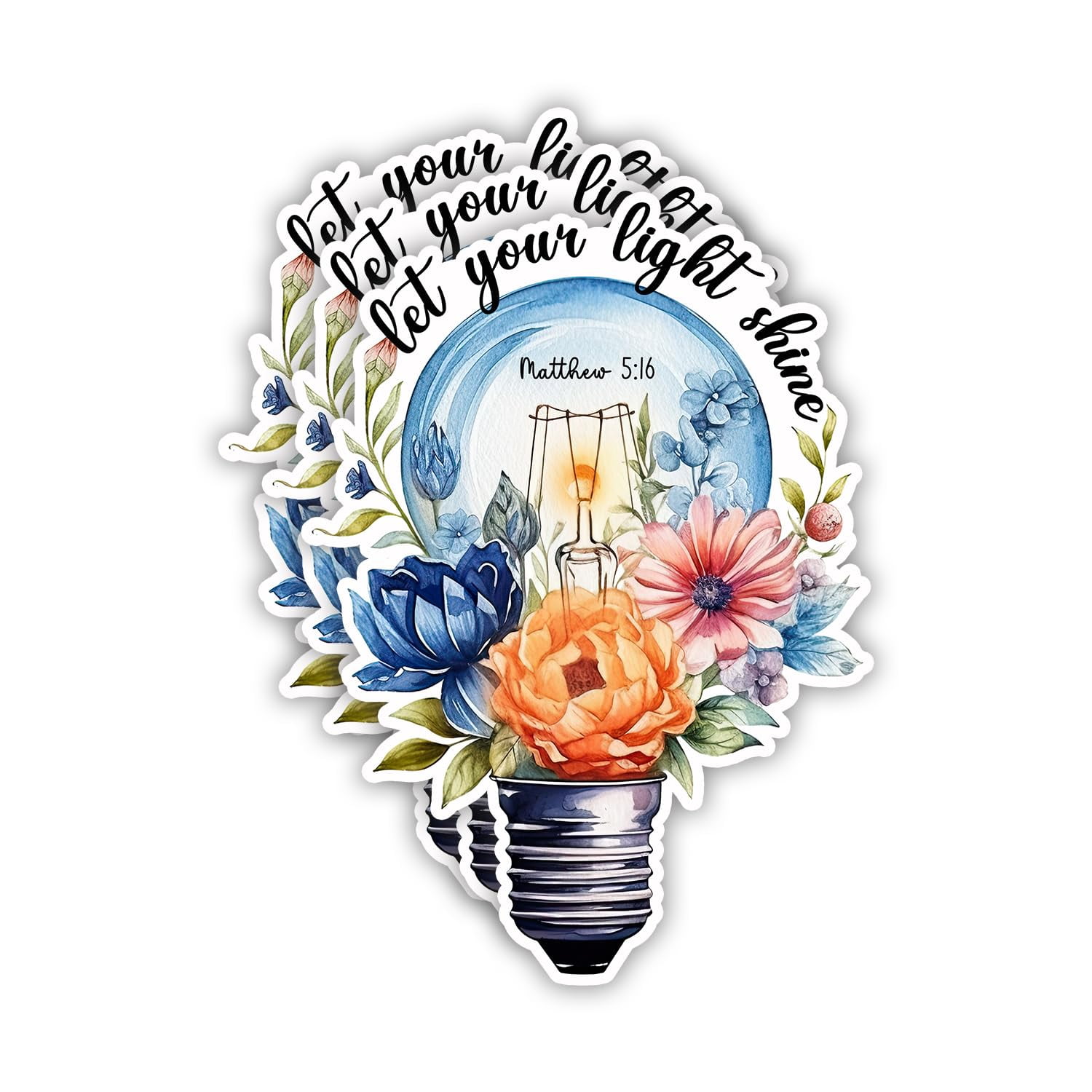 Stickly Let Your Light Shine Sticker Christian Bible Verse Matthew 5:16 ...