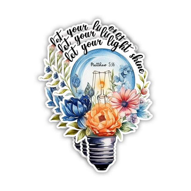 Stickly Let Your Light Shine Sticker Christian Bible Verse Matthew 5:16 ...