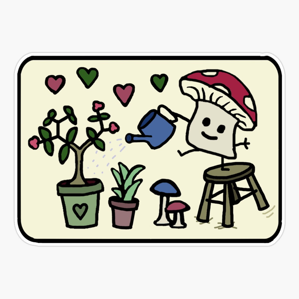 Stickly Little Botanist Mushroom Man! Sticker, Phone Decal Water Bottle ...