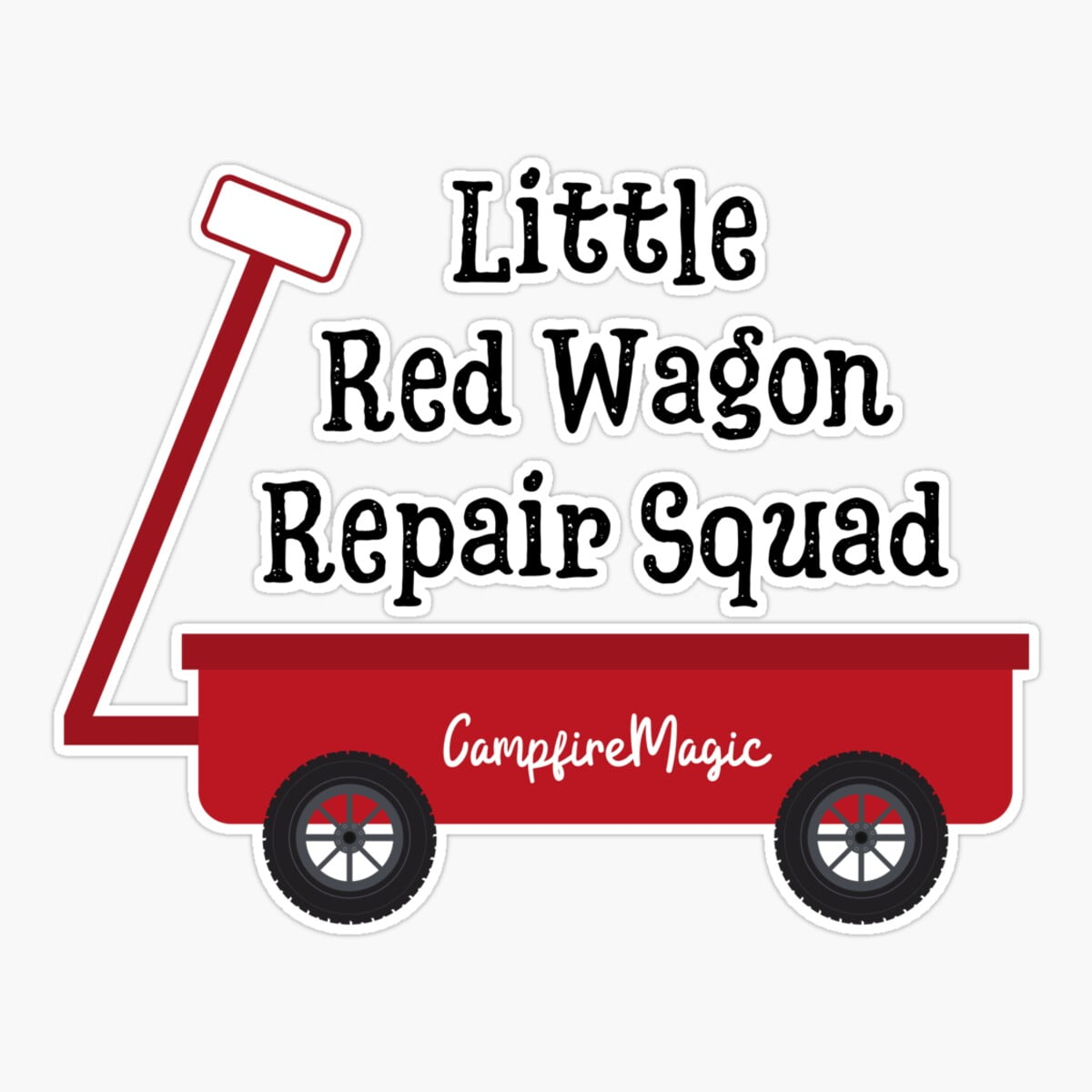 Stickly Little Red Wagon Repair Squad Sticker, Phone Decal Water Bottle ...