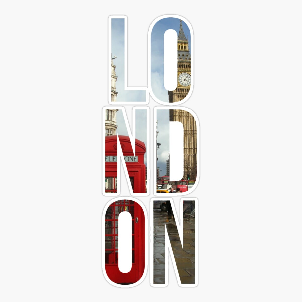 Stickly London Town Sticker, Phone Decal Water Bottle Stickers Car ...